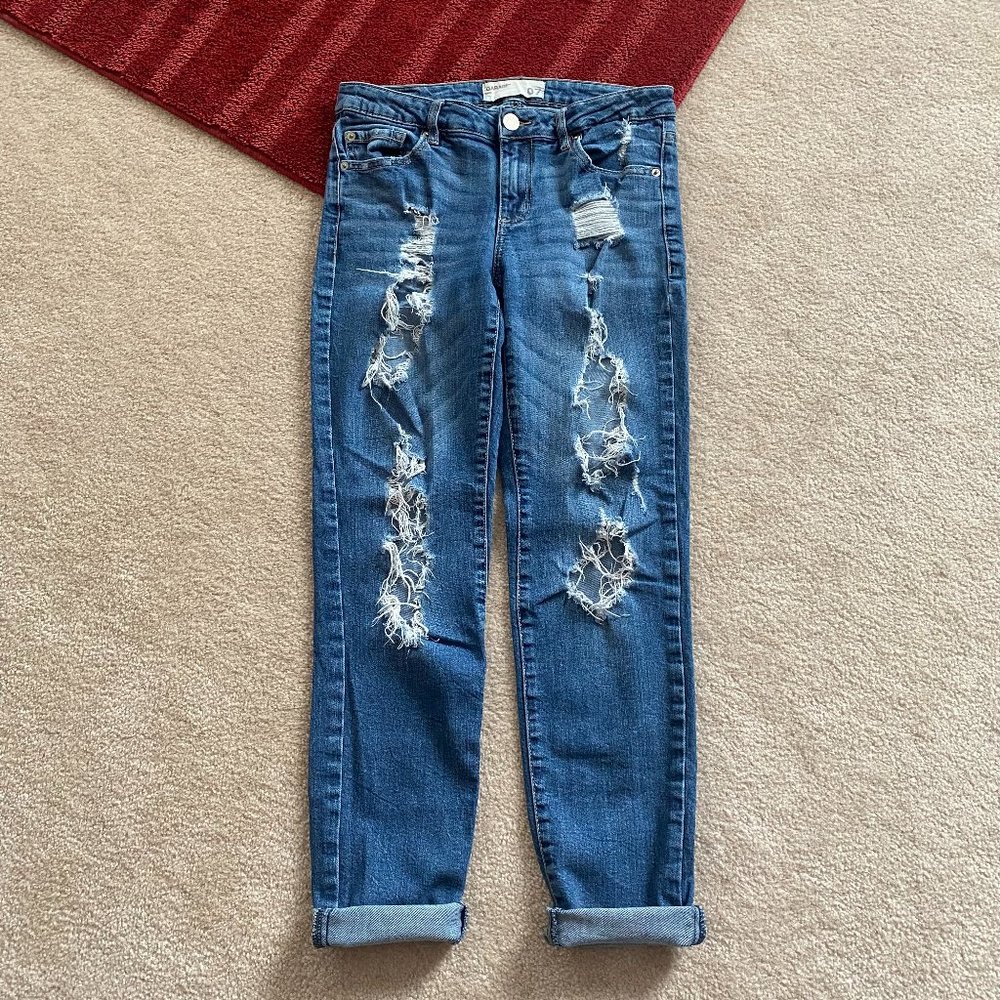 Garage Jrs 7 Super Skinny Distressed Hole Jeans - Gem